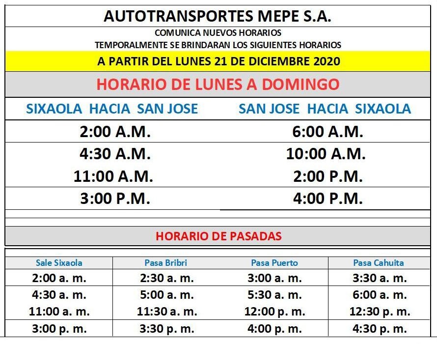 MEPE Puerto Viejo Bus Schedule, Travel to the Caribbean! :) – Naturama ...